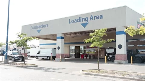 contractors and loading area with signs ... | Stock Video | Pond5