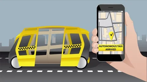 Control of autonomous taxi by mobile app | Stock Video | Pond5