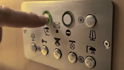 Control panel at bedside in hotel room, ... | Stock Video | Pond5