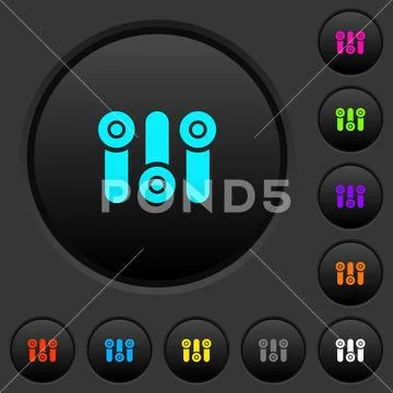 Control panel dark push buttons with color icons: Royalty Free #151907442