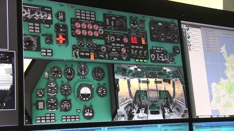 Control panel of military helicopter sim... | Stock Video | Pond5