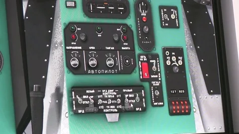 Control panel of military helicopter sim... | Stock Video | Pond5