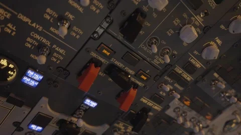 Control panels in a Boeing 737 cockpit. ... | Stock Video | Pond5