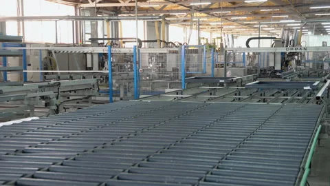 Conveyor belt for production a window pa... | Stock Video | Pond5