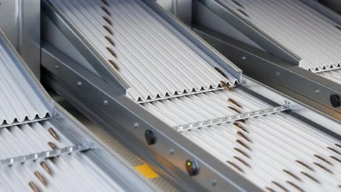 Conveyor belt sorting ammunition. Produc... | Stock Video | Pond5