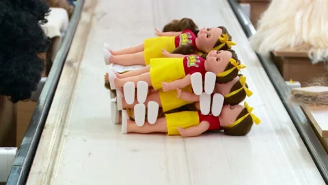 conveyor at the factory of children's to... | Stock Video | Pond5