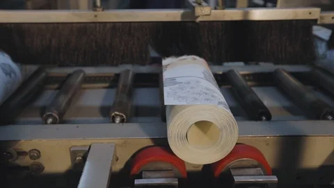 Conveyor line of wallpaper production, w... | Stock Video | Pond5