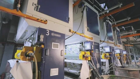 Conveyor line of wallpaper production, w... | Stock Video | Pond5