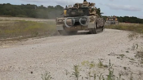 Convoy of U.S. Army M1a Abrams battle ta... | Stock Video | Pond5