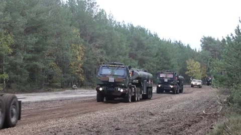 Convoy of U.S. Army vehicles travelling ... | Stock Video | Pond5