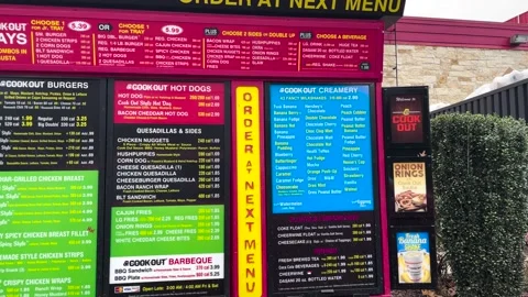 Cook Out fast food restaurant drive thru... | Stock Video | Pond5