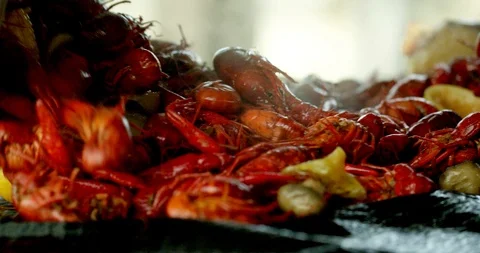 Cooked Crawfish Meal Dumped Onto Table (... | Stock Video | Pond5