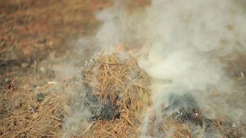 Cooking cauldron hanging over a fire, or... | Stock Video | Pond5