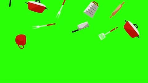 Cooking item tools, green screen chroma ... | Stock Video | Pond5
