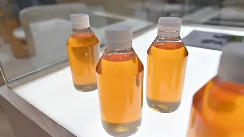 Cooking oil samples are displayed during... | Stock Video | Pond5
