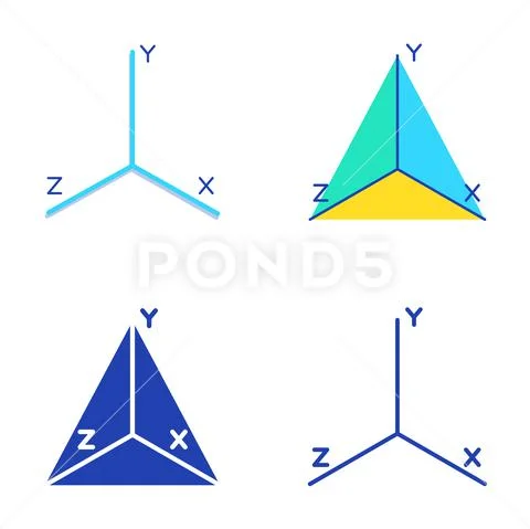 Coordinate axis icon set in flat and line style: Royalty Free #154356254
