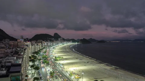 Copacabana Beach at sunset in Rio de Jan... | Stock Video | Pond5