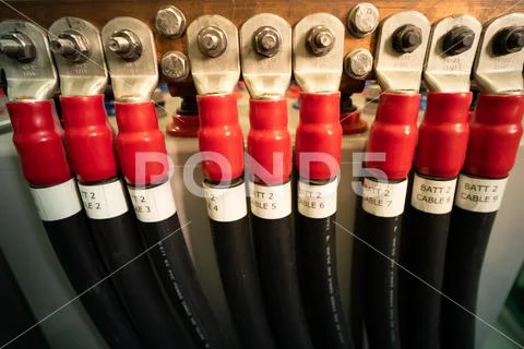 Copper busbar to dc wiring Power system Industrial background Stock ...