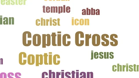 Coptic Cross Word Cloud Animated On Whit... | Stock Video | Pond5