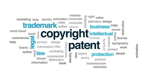 Copyright patent animated word cloud. Ki... | Stock Video | Pond5