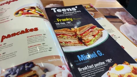 Cora Breakfast and Lunch Coras The menu ... | Stock Video | Pond5