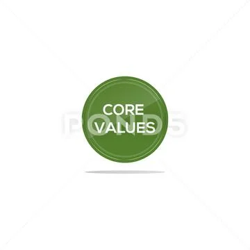 Core values text in green circle: Graphic #132909457