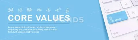 Core Values Web Header Banner image w Integrity, Mission, etc Icon Set ...