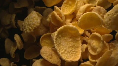 Corn Flakes Cereal is Thrown in the Air ... | Stock Video | Pond5