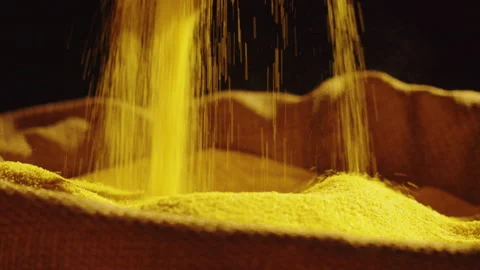 Corn flour texture close-up, cornmeal on... | Stock Video | Pond5