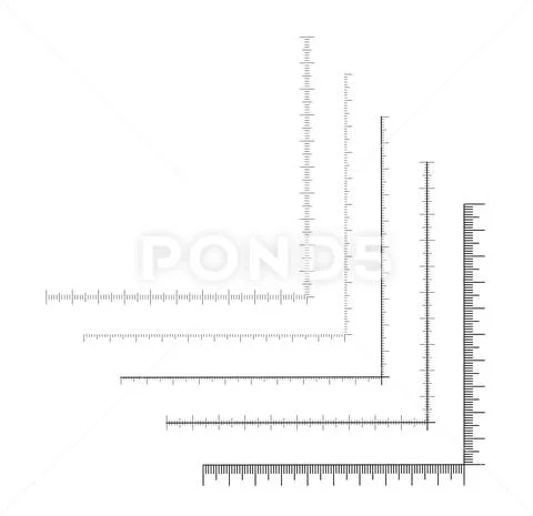 Corner ruler vector. Size indicators set isolated on background. Unit ...