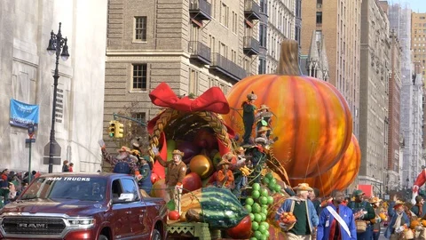 Cornucopia Float with Giant Pumpkin in M... | Stock Video | Pond5