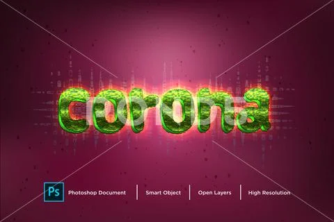 Corona text effect Design Photoshop Layer Style ~ PSD Template #196157116