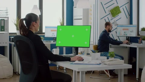 Corporate employee using computer with h... | Stock Video | Pond5