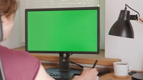 Corporate employee using computer with h... | Stock Video | Pond5