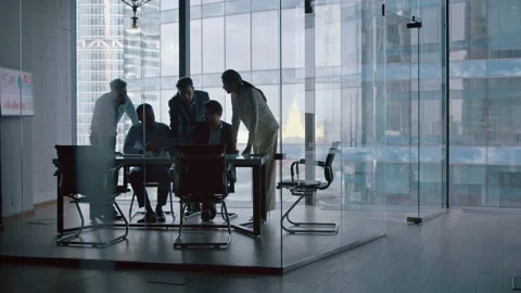 Corporate team discussion using computer... | Stock Video | Pond5