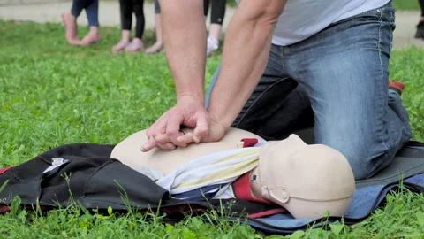 Correct First aid cardiopulmonary resusc... | Stock Video | Pond5