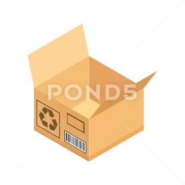 Corrugated box. Isometric vector illustration isolated on white ...