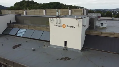 Corvus energy logo and company building ... | Stock Video | Pond5