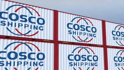 COSCO Shipping logo Flag representing in... | Stock Video | Pond5