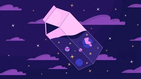 Cosmic milk box in night sky kawaii lo f... | Stock Video | Pond5