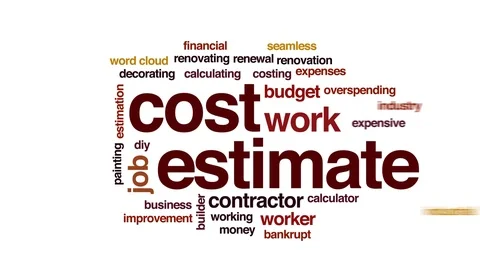 Cost estimate animated word cloud. Kinet... | Stock Video | Pond5