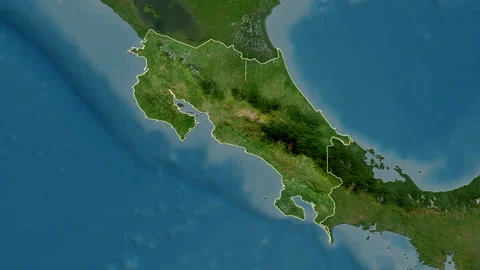 Costa Rica map - solid. Regions. Satelli... | Stock Video | Pond5