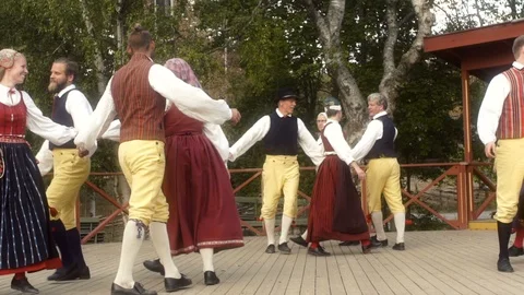 Costumed Dancers Do Swedish Folk Dance S... | Stock Video | Pond5