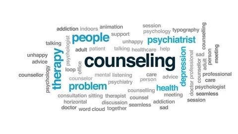 Counseling animated word cloud. Kinetic ... | Stock Video | Pond5