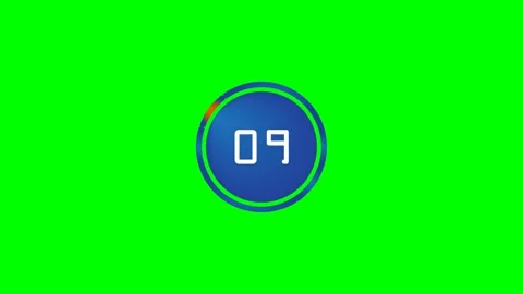 Count Down 10 to 0, blue circle on green... | Stock Video | Pond5