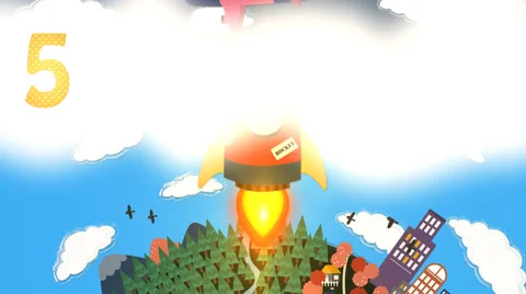 Count down animation cartoon of rocket s... | Stock Video | Pond5