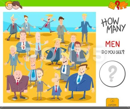 Count men characters task worksheet Cartoon Illustration of Educational ...