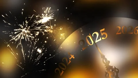 countdown clock 2025 with golden firewor... | Stock Video | Pond5