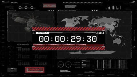 Countdown, red warning text on screen, m... | Stock Video | Pond5