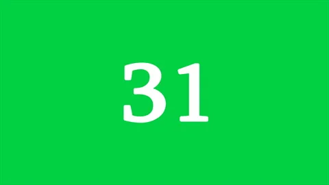 Counter up to 31, green screen with incr... | Stock Video | Pond5